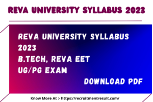 Reva University Syllabus 2023 | B.Tech, REVA EET – UG/PG Exam Syllabus